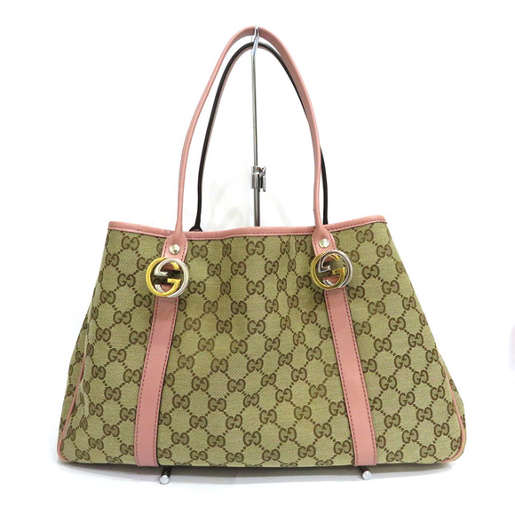 Gucci | Bags | Gucci Gg Bag Rank Canvas B Tan Pink Tote | Poshmark